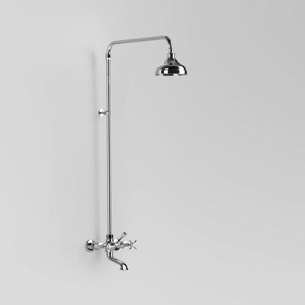 Classic Olde English Bath Shower Set with wall entry at 165mm fixed ce ...